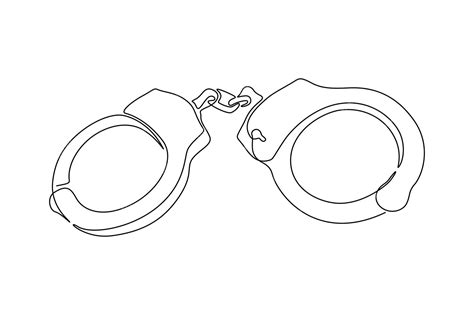 Un Dessin Au Trait Continu De Menottes Fermées Symbole De La Justice Policière Et Du Concept De