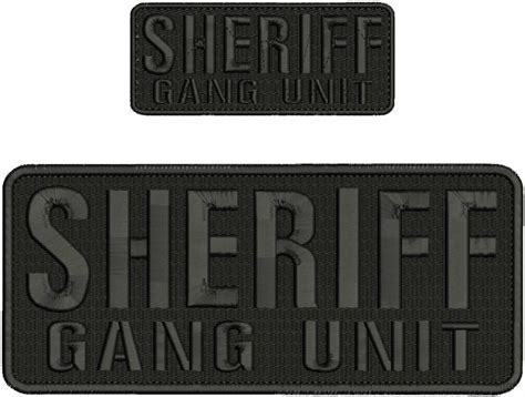 Sheriff Gang Unit Embroidery Patch 4x10 And 2x5 Inches Hook All Black Etsy
