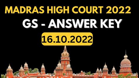 Madras High Court Exam 2022 Answer Key 16102022 Original
