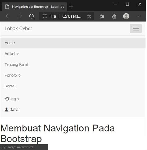 Membuat Navigation Bar Responsive Menggunakan Bootstrap Lebak Cyber