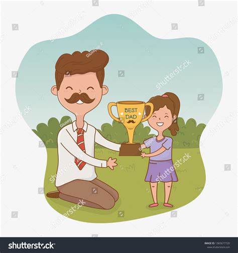 Father Daughter Characters Card Stock Vector Royalty Free 1365677720