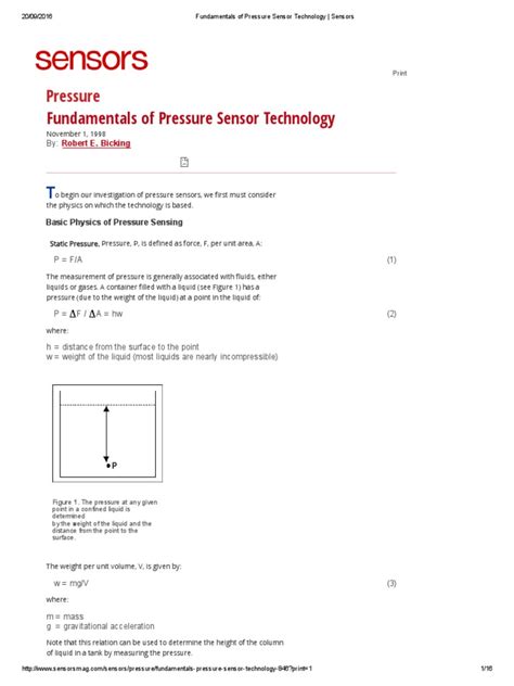 Fundamentals Of Pressure Sensor Technology Sensors Pdf Pressure