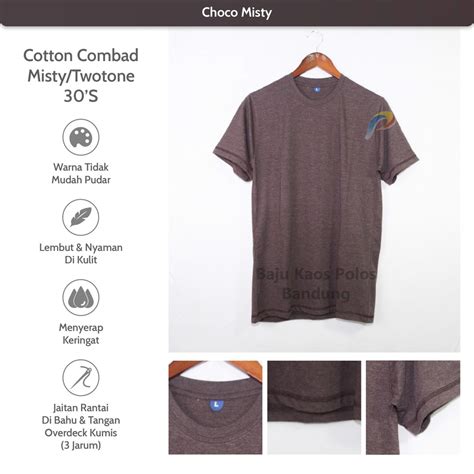 Jual KAOS POLOS LENGAN PENDEK COKLAT MISTY KAOS DISTRO 100 COTTON COMBED 30S REAKTIF UNISEX