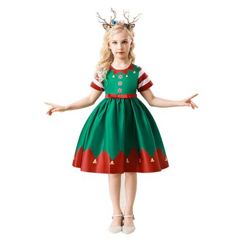 Girls Christmas Snow Elf Dress Cosplay Costume Outfits Halloween Carni
