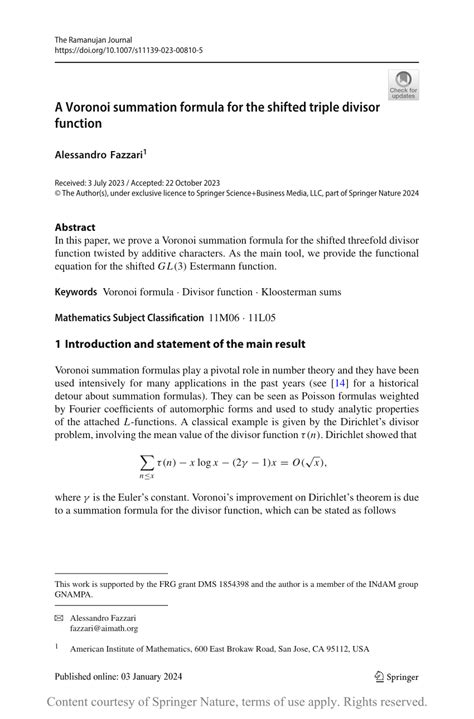 A Voronoi Summation Formula For The Shifted Triple Divisor Function Request Pdf