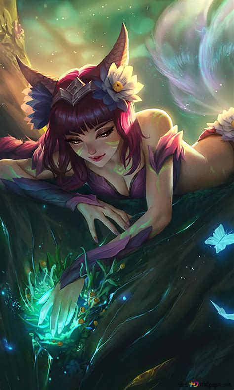 بارگیری کاغذ دیواری Elderwood Ahri Splash Art League Of Legends