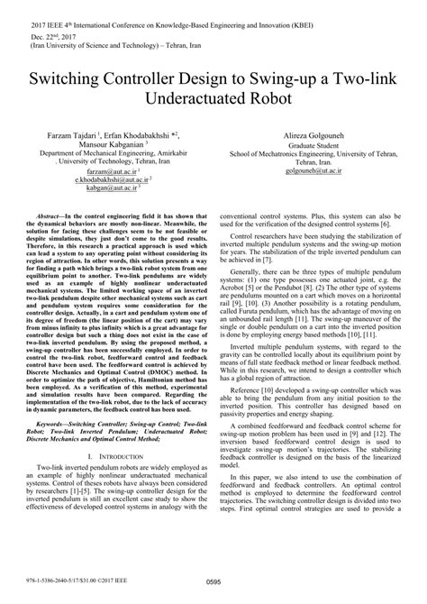 Pdf Switching Controller Design To Swing Up A Two Link Underactuated