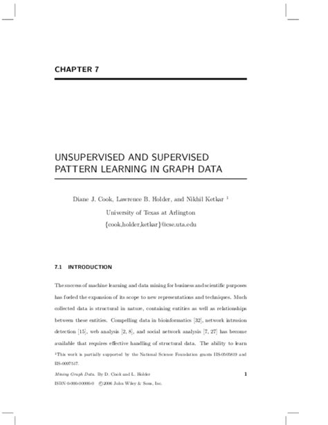 Pdf Unsupervised And Supervised Pattern Learning In Graph Data