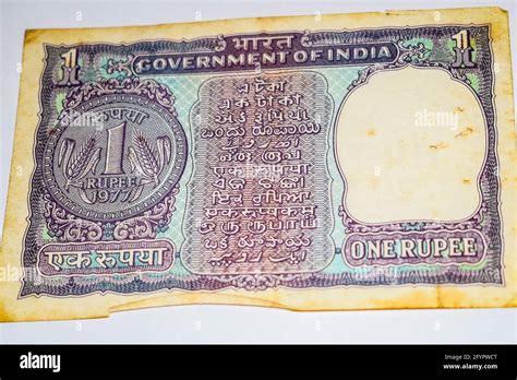 Rare Old Indian One Rupee Currency Note On White Background Government