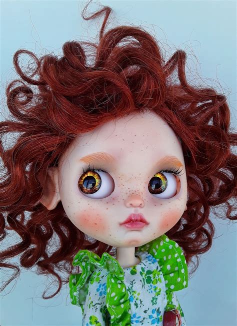 OOAK Blythe Doll Custom Blythe Tbl Red Curly Hair Natural Etsy