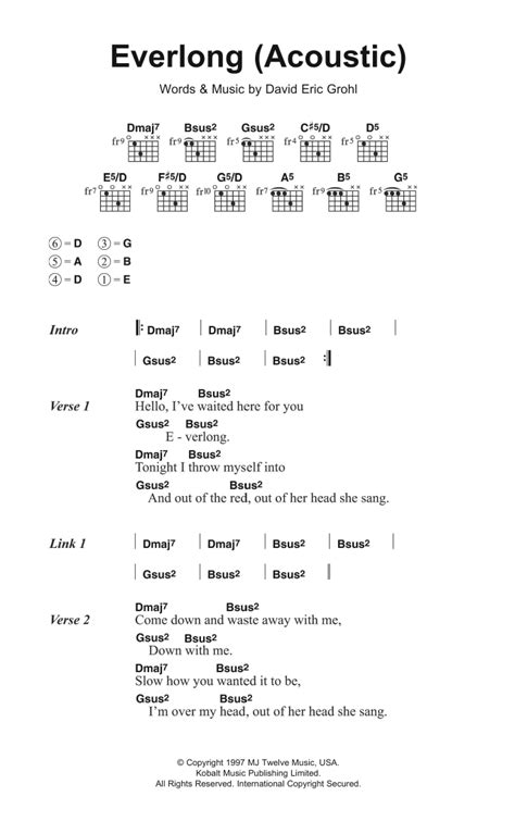 Everlong Acoustic Version By Foo Fighters Guitar Chords Lyrics
