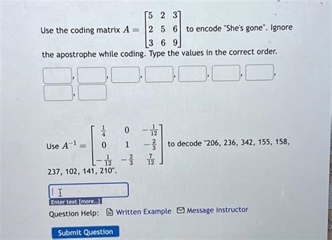 solved [5 2 3] 5 6 to encode she s gone ignore 3 69 the