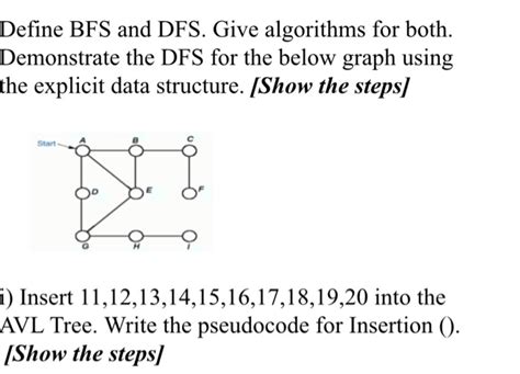Solved Define BFS And DFS Give Algorithms For Both Chegg
