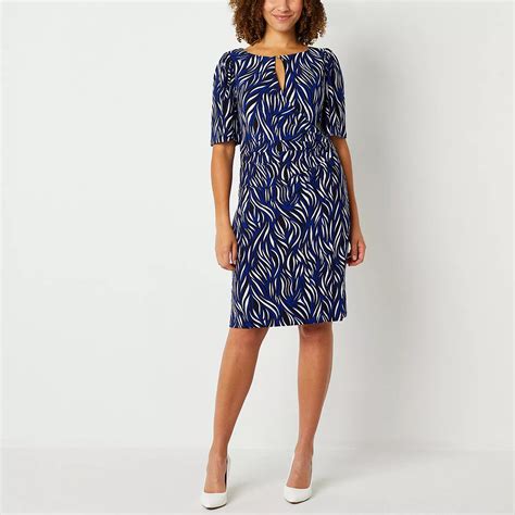 Black Label By Evan Picone Short Sleeve Sheath Dress Color Royal Blue