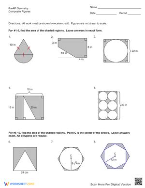 Find The Area Of The Shaded Region Worksheets With Answers
