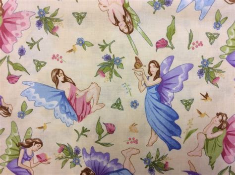 Fairy Enchanted Magic Flowers Wings Cotton Fabric Quilt Fabric N82