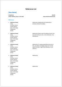 Reference List Template Word