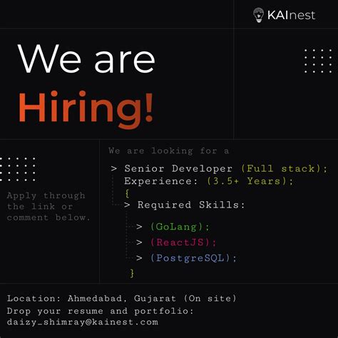 Hiring Fullstackdeveloper Ahmedabadjobs Developer Careeropportunity Kai Nest