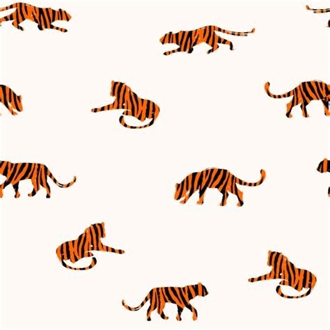 Seamless Exotic Pattern With Tigers In Jungle Vector Image