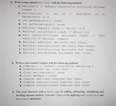 Solved 1 Write A Class Named Rational With The Following