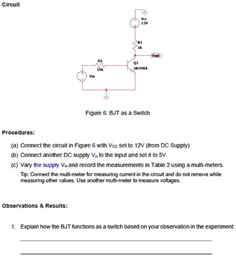 SOLVED Circuit FCC Vout Q1 2N3904 Figure 6 BJT As A Switch Procedures