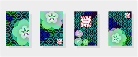 국립 동양 패턴 다 색된 물고기 잉어 잉어와 사쿠라 꽃의 크기가 조정 됩니다 커버에 대 한 세련 된 현대적인 디자인 서식 파일의