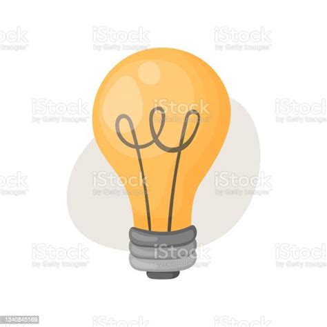 노란색 백열 전구의 단일 벡터 그림입니다 화려한 아이디어를 상징하는 이미지 간단한 만화 유치 한 스타일의 배너 엽서 배경 및