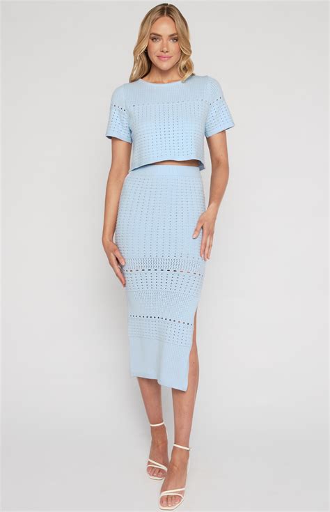 Crochet Knit Set With Lined Top And Skirt Wkn556 Style State