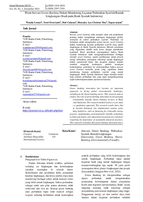 Pdf Peran Inovasi Green Banking Dalam Mendorong Layanan Perbankan