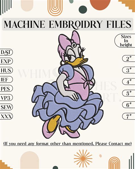 Daisy Duck Machine Embroidery Design 6 Sizes Instant Download Etsy