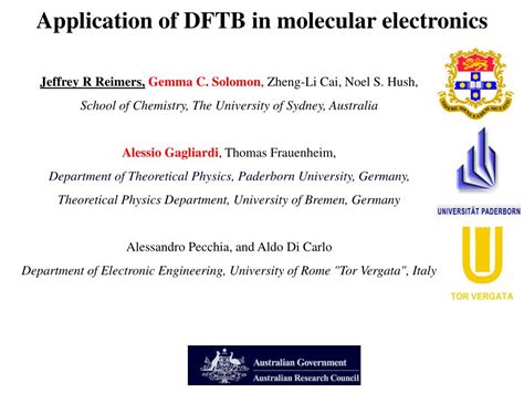 Ppt Application Of Dftb In Molecular Electronics Powerpoint