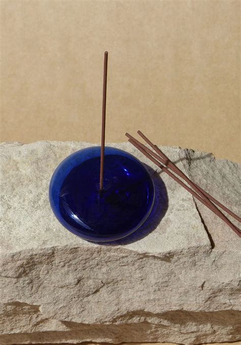 Glass Vessel Incense Holder Cobalt Alterior Motif