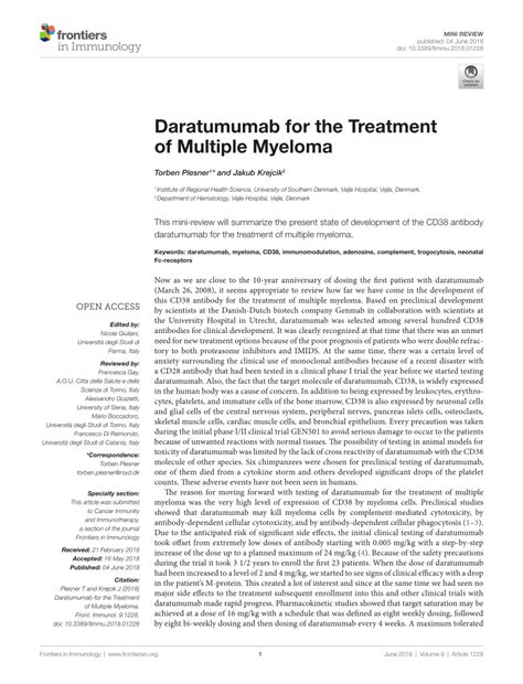 Pdf Daratumumab For The Treatment Of Multiple Myeloma
