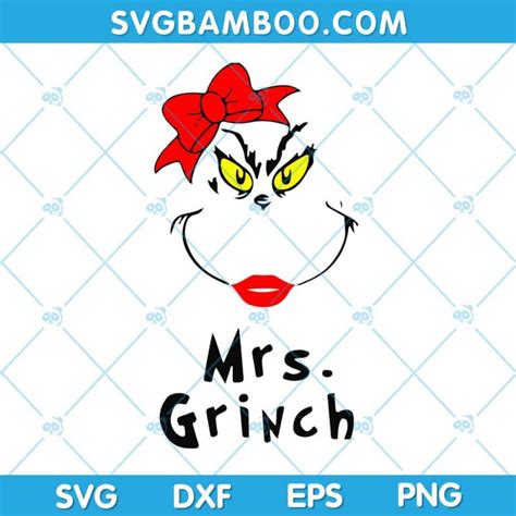 Mrs Grinch Face Svg Funny Grinch Women Svg