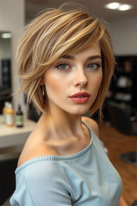 Chic Layered Bob With Side Swept Bangs In 2025 Bob Hairstyles Messy