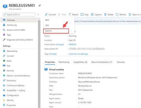 how to use azure bastion with vnet peering using azure portal