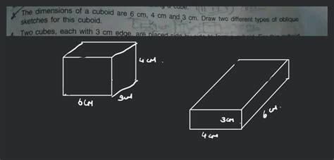 3 the dimensions of a cuboid are 6 cm 4 cm and 3 cm draw two different