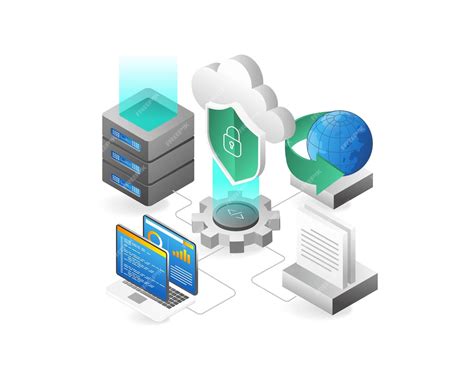 premium vector cloud computing isometric concept server network data