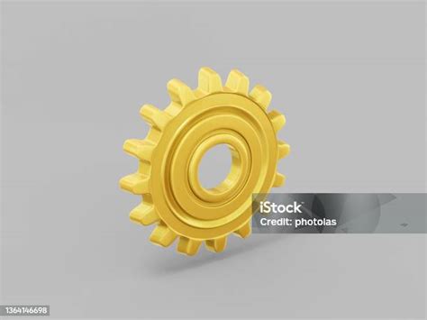 회색 평평한 배경에 골드 원 컬러 코그 미니멀한 디자인 객체입니다 3d 렌더링 아이콘 Ui Ux 인터페이스 요소 0명에 대한