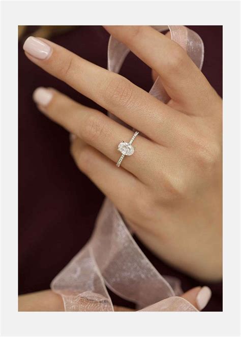 1 0ct Oval Cut Moissanite Diamond Hidden Halo Engagement Ring Oval