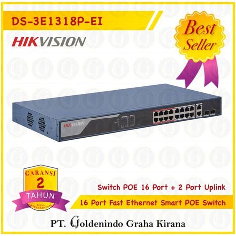 Jual Hikvision Ds 3e1318p Ei 16 Port Fast Ethernet Smart Poe Switch