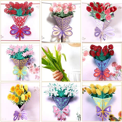 어머니의 날 인사말 카드 엽서 3d 팝업 꽃 감사합니다 생일 축하 초대장 결혼 선물card Postcardgreeting