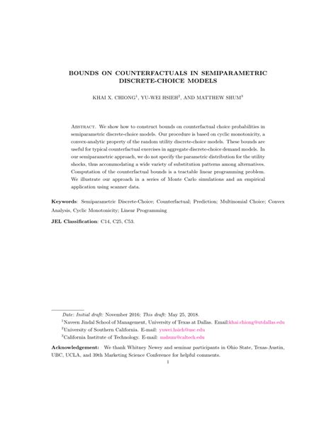 Pdf Counterfactual Estimation In Semiparametric Multinomial Choice Models