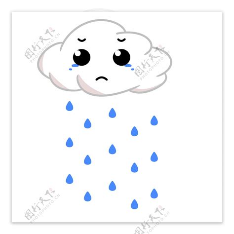 简笔画手绘可爱颜表情卡通萌系下雨白云图片素材 编号31018322 图行天下
