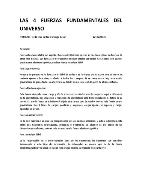 Las 4 Fuerzas Fundamentales Del Universo Descargar Gratis Pdf