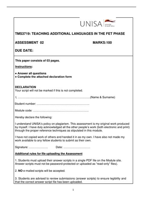 Exam Elaborations Academic Language And Literacy In English Tms3701 Academic Language And