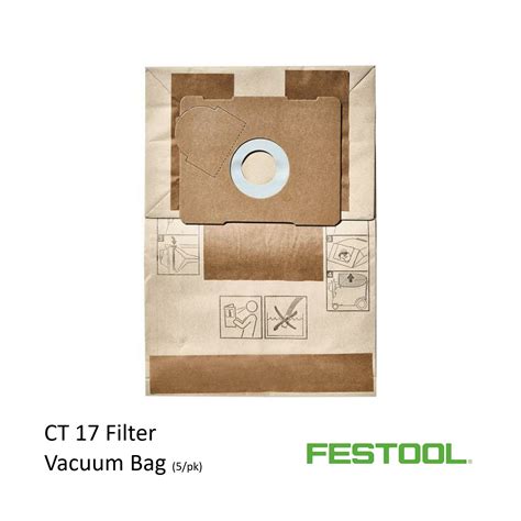 Festool Filter Bags For Ct17 17ltr Vacuum 5 Pk 769136 Floorstock Ltd