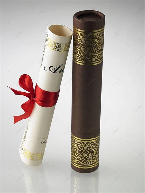 Red Scroll Container And Certificate Red White Academy Photo Background