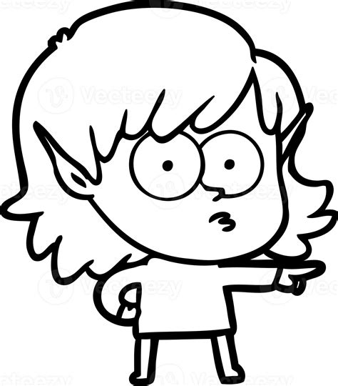 Cartoon Elf Girl Pointing Icon 40881120 Png