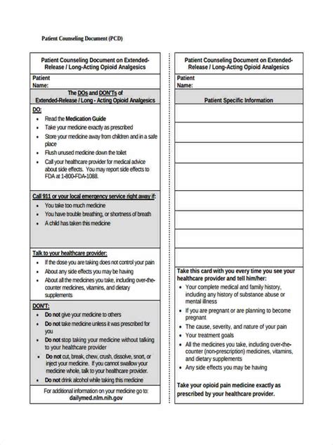 Free 5 Patient Counseling Forms In Pdf Ms Word